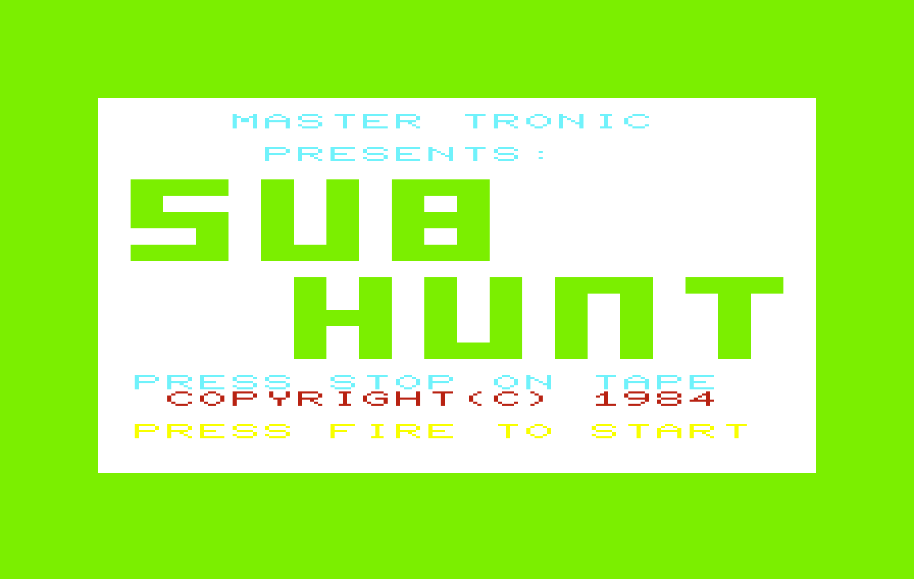 Game Review: Sub Hunt (Vic 20, Mastertronic) - Mastertronic Collectors ...